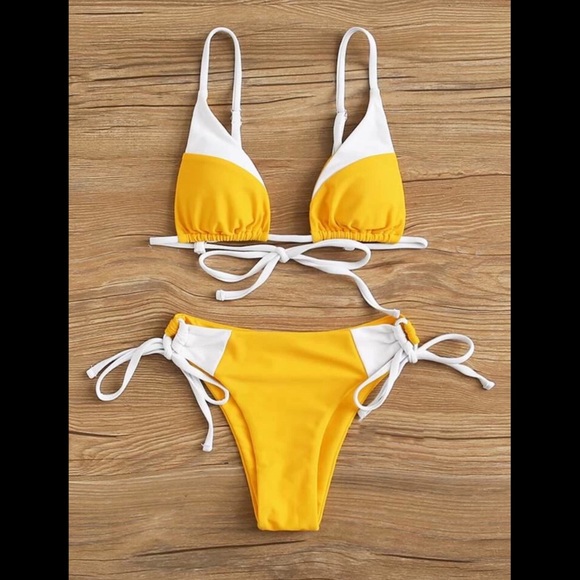 Swim | Yellow Colorblock Bikini Set | Poshmark